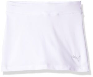 puma golf girls' 2019 solid knit skirt, bright white, medium