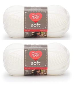 bulk buy: red heart soft yarn e728 (2-pack) (white)