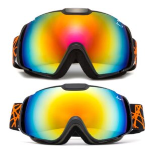 cloud 9 - twin pack daddy and me matching goggles, anti-fog dual lens wide angle frameless uv400 snowboarding ski snow goggles