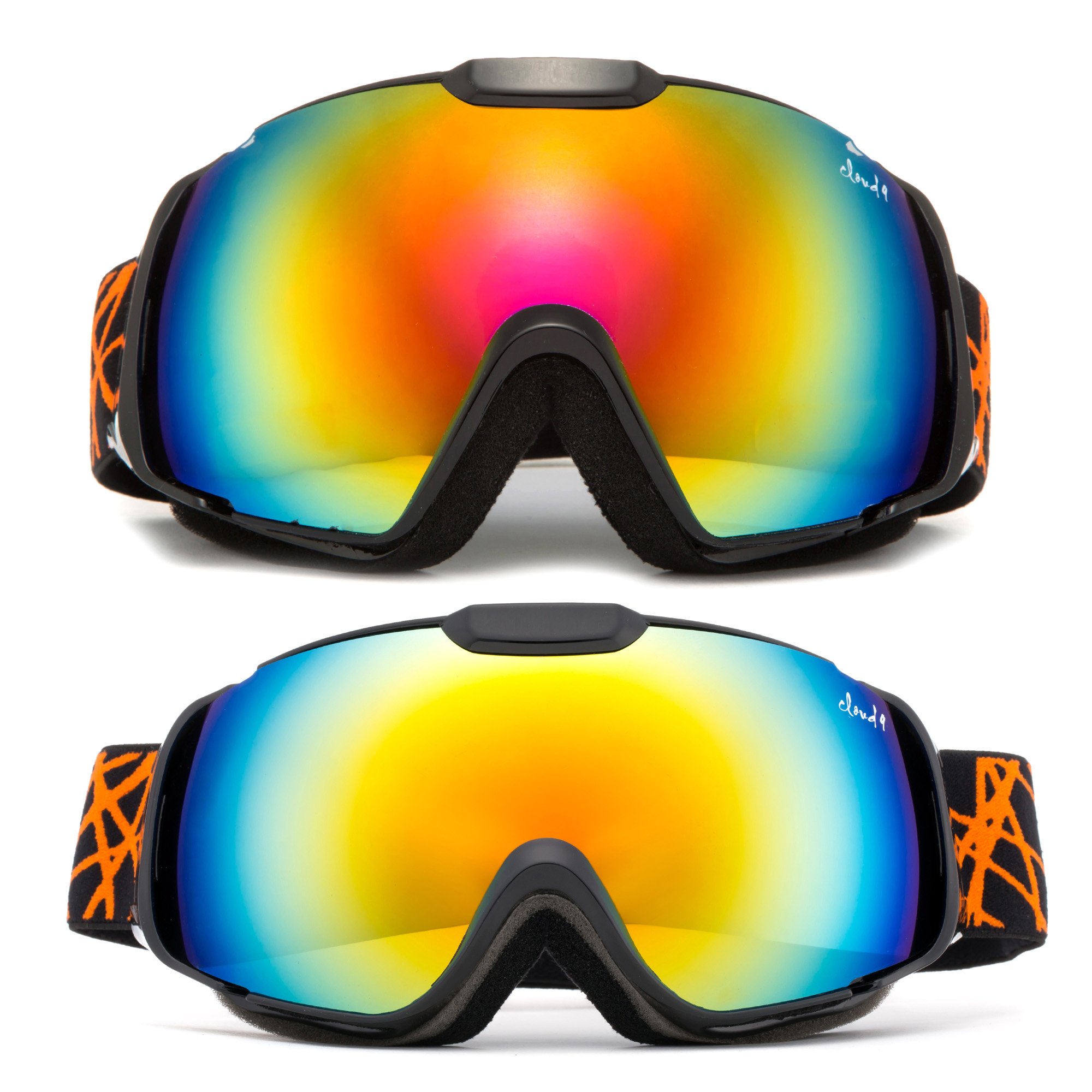 Cloud 9 - Twin Pack Daddy and Me Matching Goggles, Anti-Fog Dual Lens Wide Angle Frameless UV400 Snowboarding Ski Snow Goggles