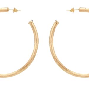 Sheila Fajl Everybody's Favorite Large 2.5 Inch Tubular Lightweight Hoop Earrings in Brush Champagne. 18k Gold and 18k Rose Gold Metal Plated