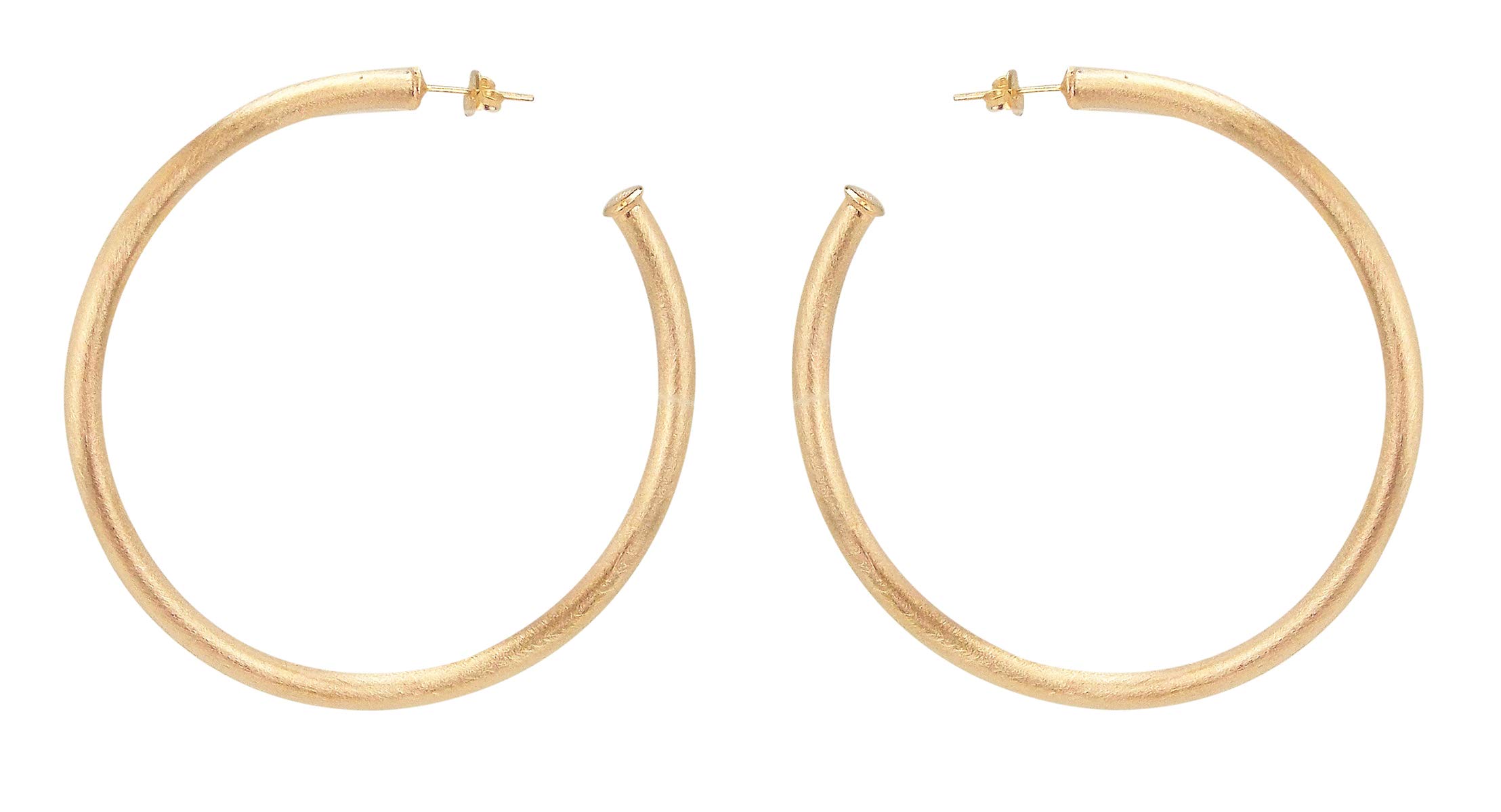 Sheila Fajl Everybody's Favorite Large 2.5 Inch Tubular Lightweight Hoop Earrings in Brush Champagne. 18k Gold and 18k Rose Gold Metal Plated