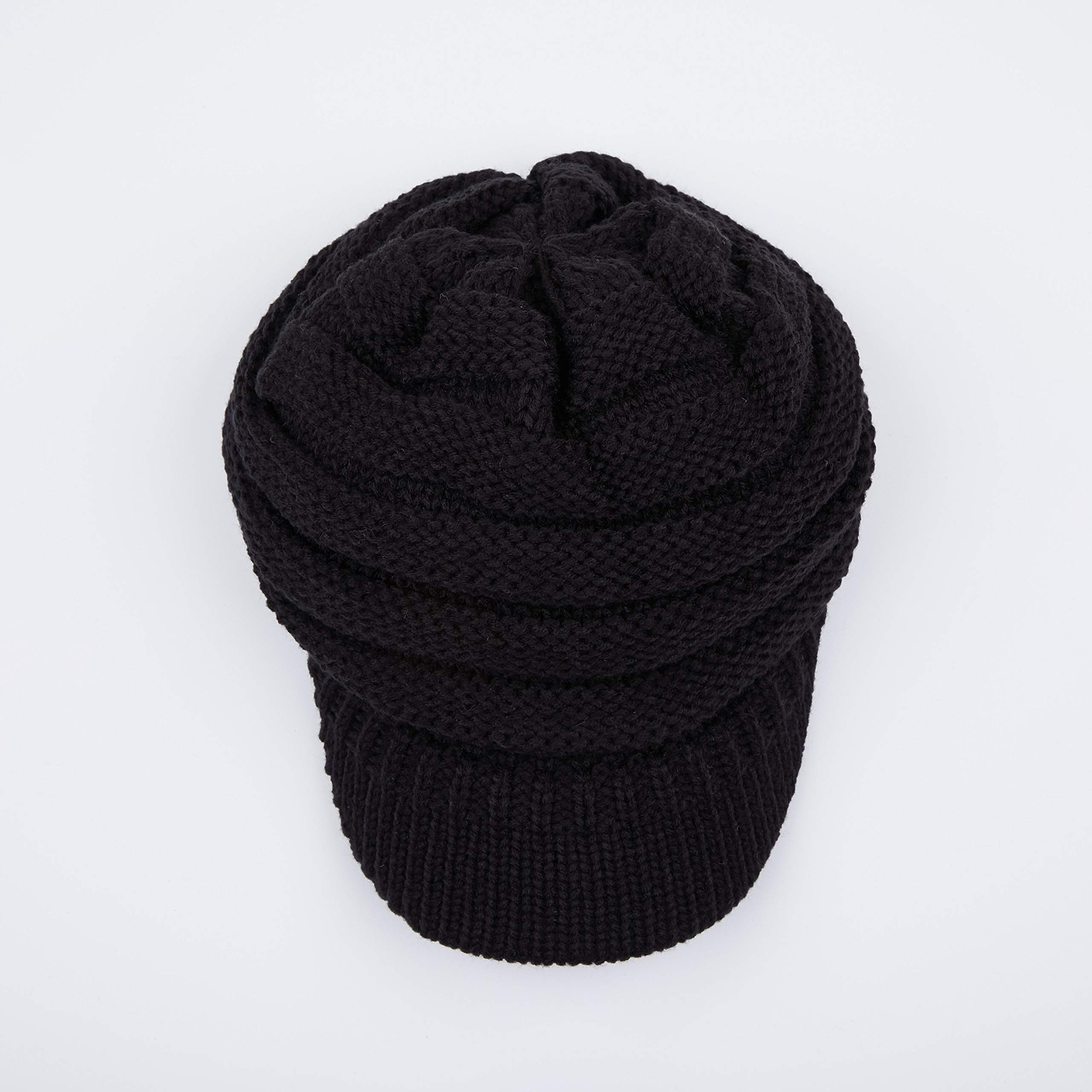 C.C Hatsandscarf Exclusives Women's Ribbed Knit Hat with Brim (YJ-131) (Black Amazon)