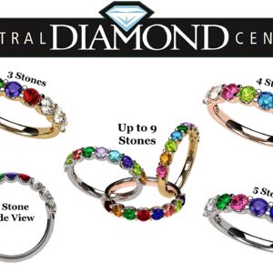 Central Diamond Center U'r Family Ring with 1 to 9 Simulated Birthstones - Sterling Silver - Size 7.5