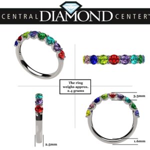 Central Diamond Center U'r Family Ring with 1 to 9 Simulated Birthstones - Sterling Silver - Size 7.5