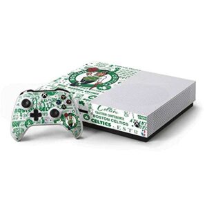 skinit decal gaming skin compatible with xbox one s console and controller bundle - officially licensed nba boston celtics historic blast design