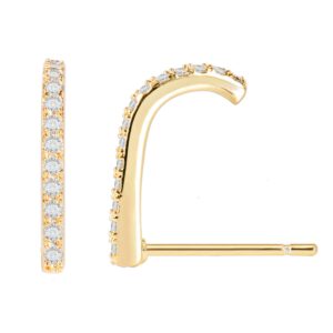 cz paved bar hook suspender earrings 14k gold plated