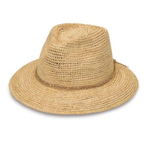 wallaroo hat company – women’s malibu fedora – wide brim natural fiber with adjustable sizing for medium crown sizes – trendy and chic sun hat for casual all-season sun protection (natural)