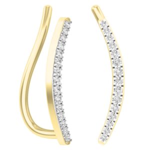 dazzlingrock collection 0.10 carat (ctw) 0.10 carat (ctw) round white diamond crawler climber earrings 1/10 ct for women in 10k yellow gold