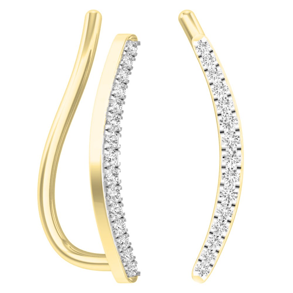 Dazzlingrock Collection 0.10 Carat (ctw) 0.10 Carat (ctw) Round White Diamond Crawler Climber Earrings 1/10 CT for Women in 10K Yellow Gold