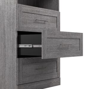 Bestar Pur Wardrobe Organizer with Drawers, Walk-in Closet, Bedroom, Laundry Room, Mudroom, or Entryway, 72W, Bark Grey