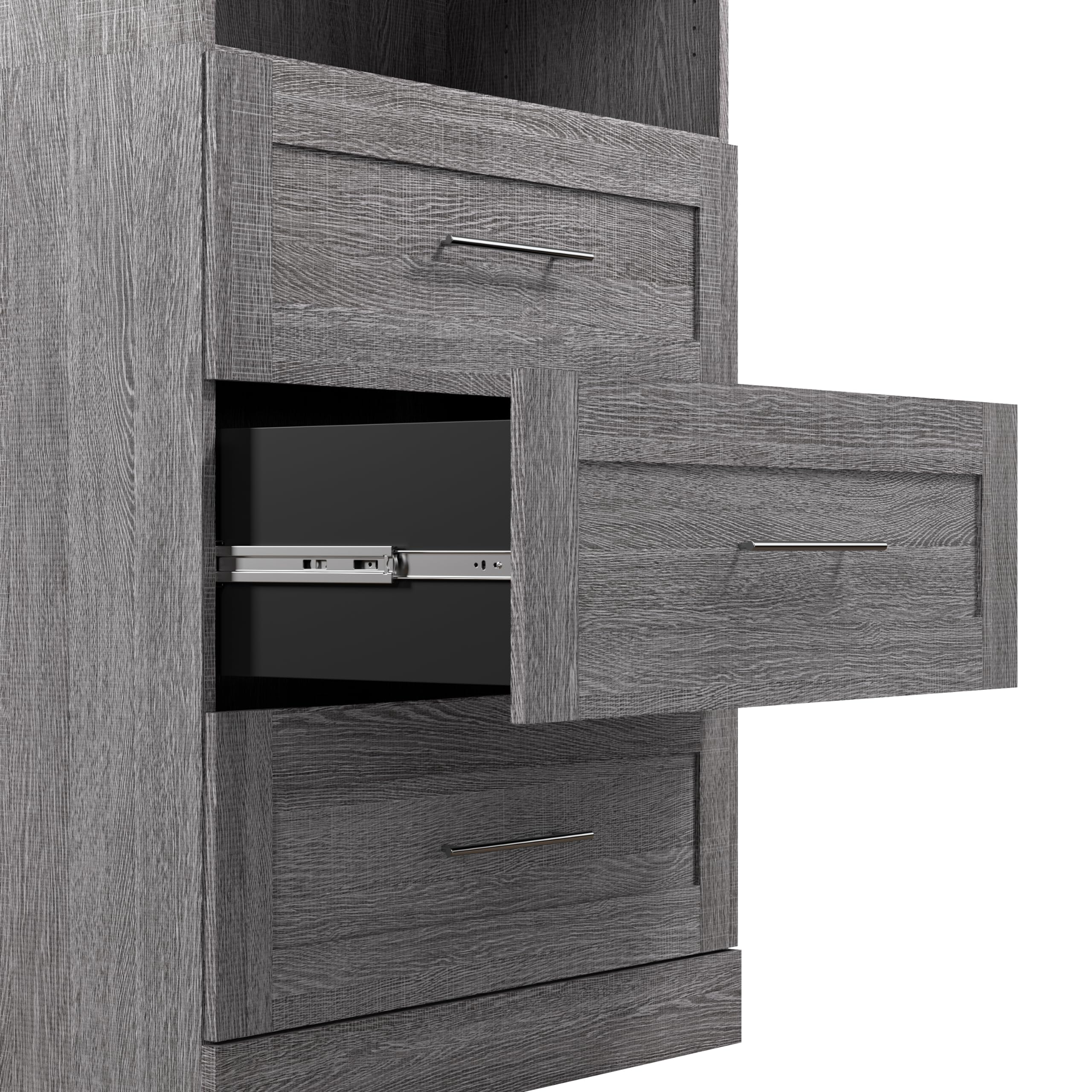 Bestar Pur Wardrobe Organizer with Drawers, Walk-in Closet, Bedroom, Laundry Room, Mudroom, or Entryway, 72W, Bark Grey