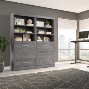 Bestar Pur Wardrobe Organizer with Drawers, Walk-in Closet, Bedroom, Laundry Room, Mudroom, or Entryway, 72W, Bark Grey