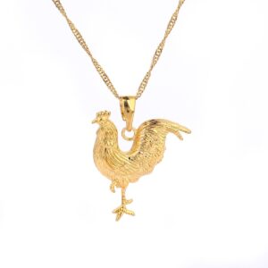 women jewelry 24k gold plated animal rooster chicken pendant necklace jewelry