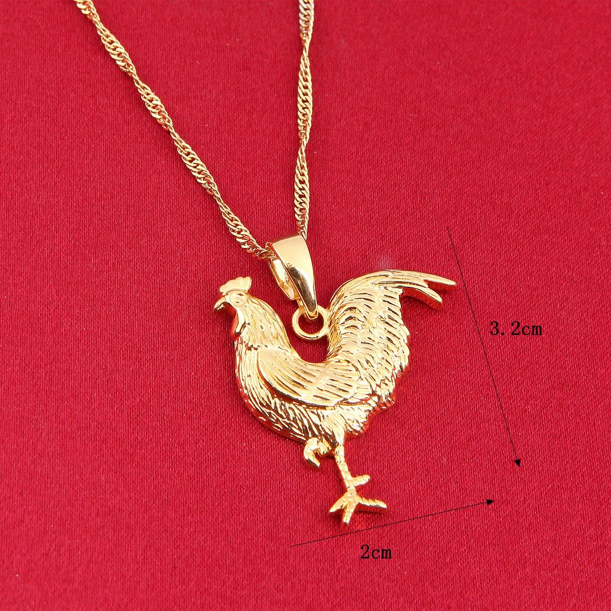 Women Jewelry 24k Gold Plated Animal Rooster Chicken Pendant Necklace Jewelry