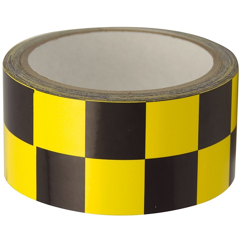 INCOM Manufacturing Checkerboard Race Pattern Laminated Safety Tape, 1 Inch Square, Yellow and Black, Indoor and Outdoor Use, 2 Inch x 54 ft, LCB210