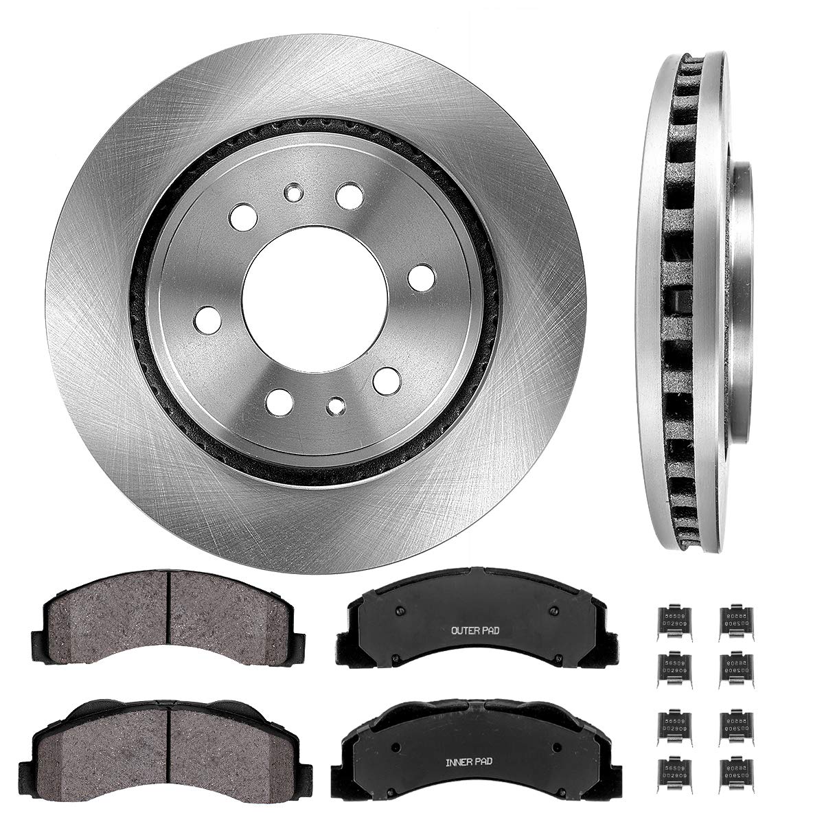 Callahan CRK11991 FRONT 350mm Premium OE 6 Lug [2] Brake Rotors + Ceramic Pads + Clips [fit Ford F-150 Expedition Linc Navigator]