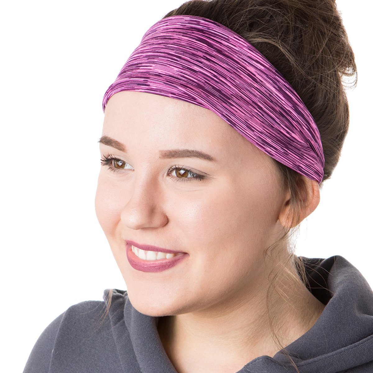 Hipsy Women's Adjustable & Stretchy Xflex Pastel Yoga Headband Multi Packs (Pink & Pink 2pk)