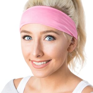 Hipsy Women's Adjustable & Stretchy Xflex Pastel Yoga Headband Multi Packs (Pink & Pink 2pk)