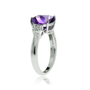 Ice Gems Sterling Silver African Amethyst and Cushion-cut Ring, Size 9