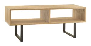 closetmaid 1311 rectangular wood coffee table with storage shelves, natural