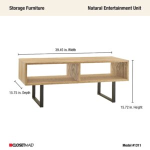 ClosetMaid 1311 Rectangular Wood Coffee Table with Storage Shelves, Natural