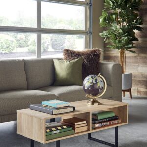 ClosetMaid 1311 Rectangular Wood Coffee Table with Storage Shelves, Natural