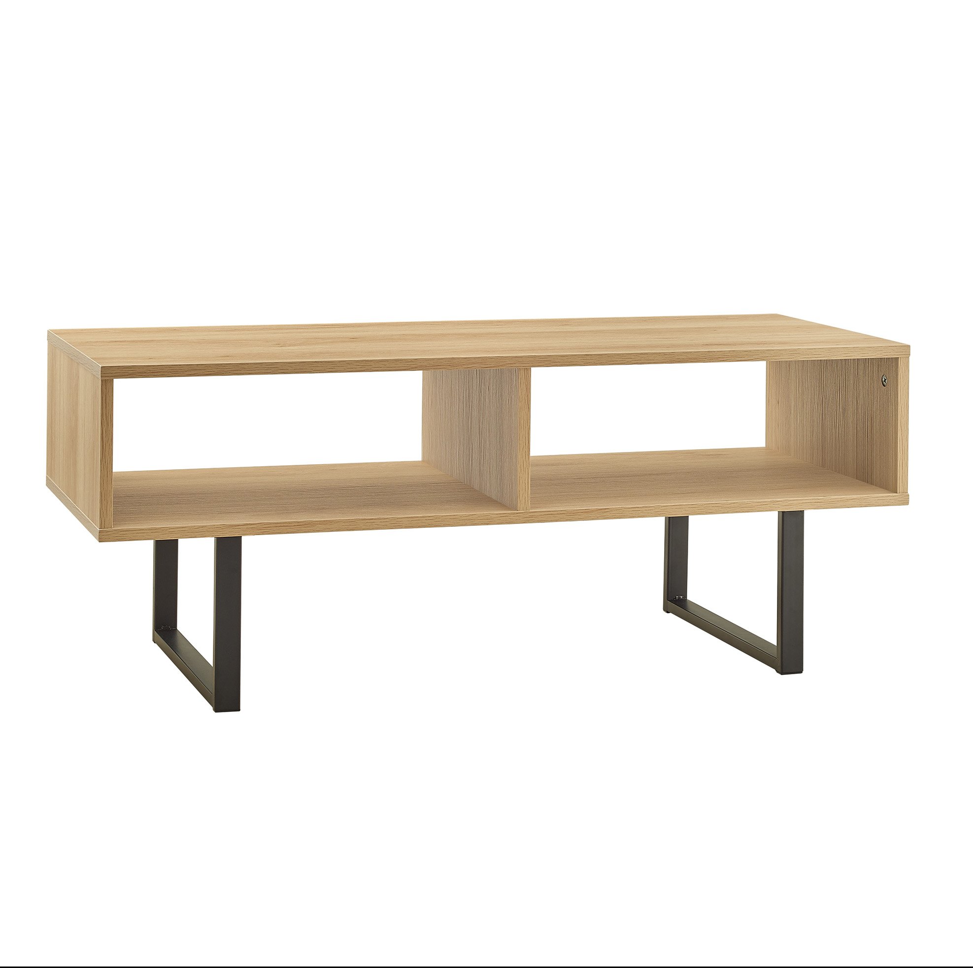 ClosetMaid 1311 Rectangular Wood Coffee Table with Storage Shelves, Natural