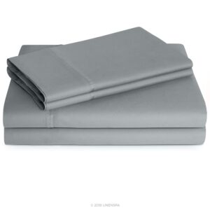 linenspa 600 thread count ultra soft, deep pocket cotton blend sheet set - twin - stone