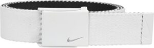 nike mens new tech essentials reversible web belt, white/black, one size us