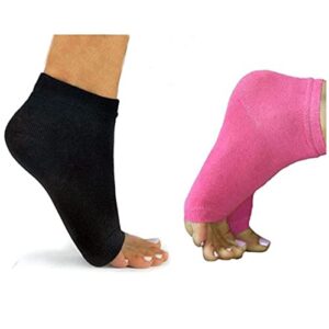 toeless socks-2 pairs - perfect for yoga, dance, exercise, pedicures, and more (black & pink)fits all