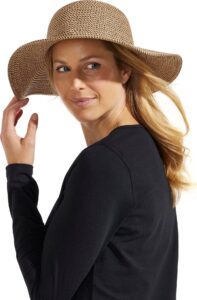 coolibar upf 50+ women's blake elegant floppy sun hat - sun protective (one size- tan)