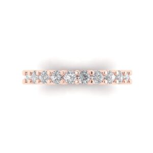 1.52 ct brilliant round cut clear simulated diamond 14k rose gold eternity wedding engagement promise anniversary band sz 6.5