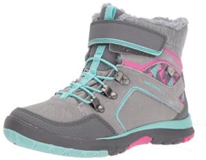 merrell kids' unisex m-moab fst polar mid a/c wtrpf hiking boot, grey/multi, 2 wide us little kid