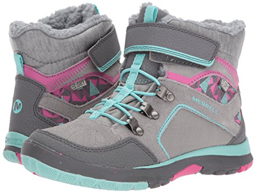 Merrell Kids' Unisex M-Moab Fst Polar Mid A/C Wtrpf Hiking Boot, Grey/Multi, 2 Wide US Little Kid