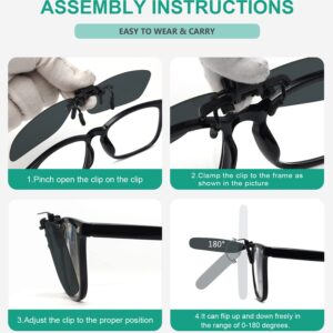 Eyekepper Flip-up Clip-on Sunglasses Polarized 60x43 MM 4-Pack Metal Glasses Clip