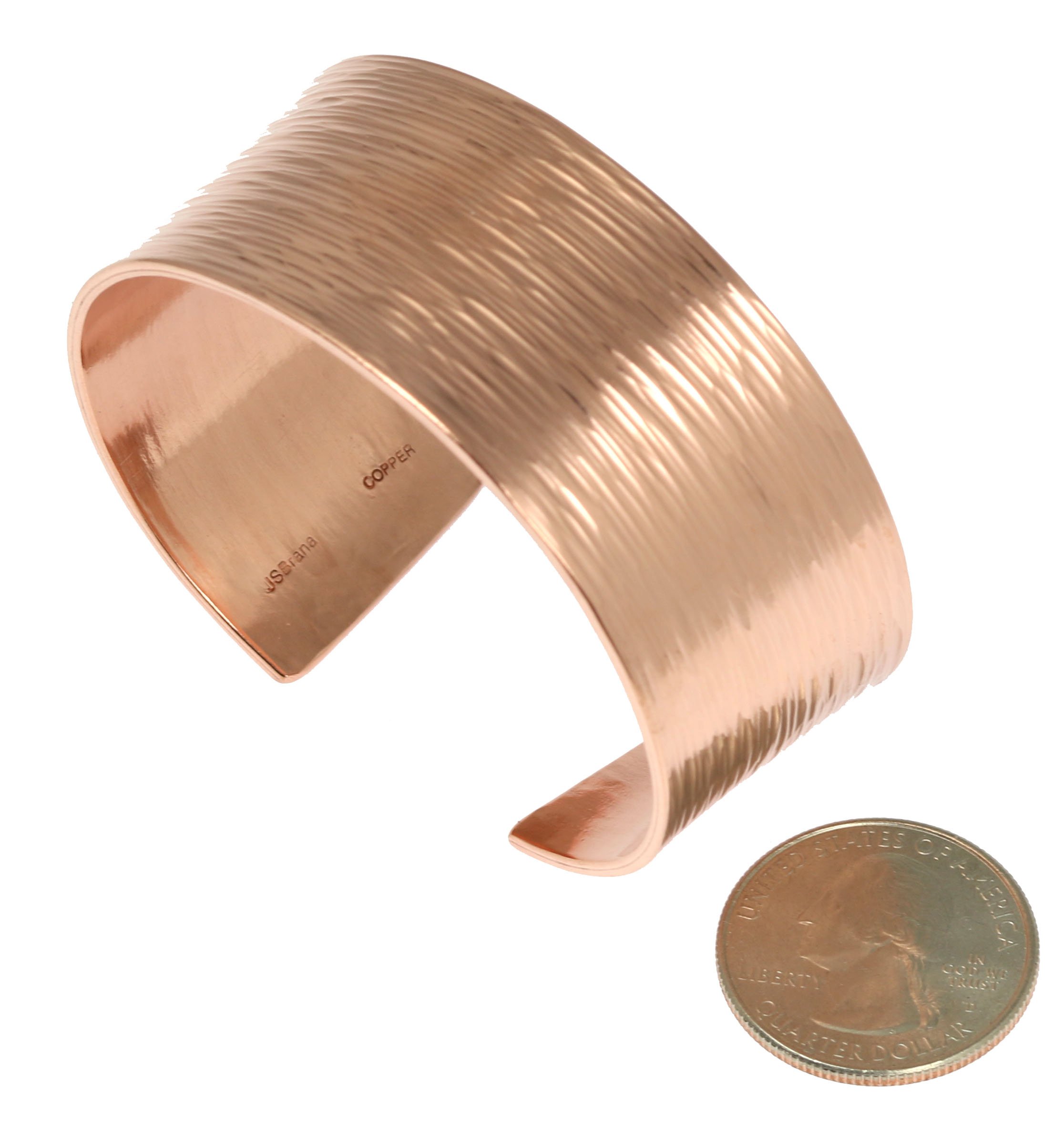 John S. Brana 1 Inch Wide Bark Copper Cuff Bracelet Handmade Jewelry - 100% Solid Uncoated Copper (7)