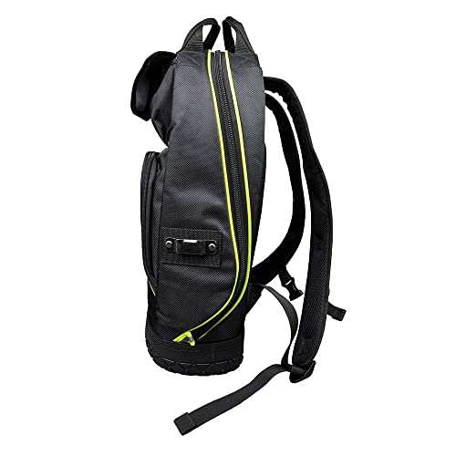 Klein Tools 55597 Tool Bag Backpack, Tradesman Pro Tool Organizer with 39 Pockets, Reflective Hi Viz, Padded Shoulder Straps, Molded Base