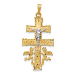 jewels by lux 14k two tone gold cara vaca crucifix pendant