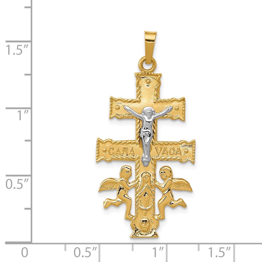 Jewels By Lux 14K Two Tone Gold Cara Vaca Crucifix Pendant