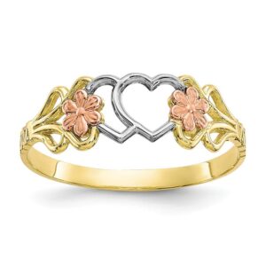 jewels by lux 10k two tone color gold & rhodium double heart ring