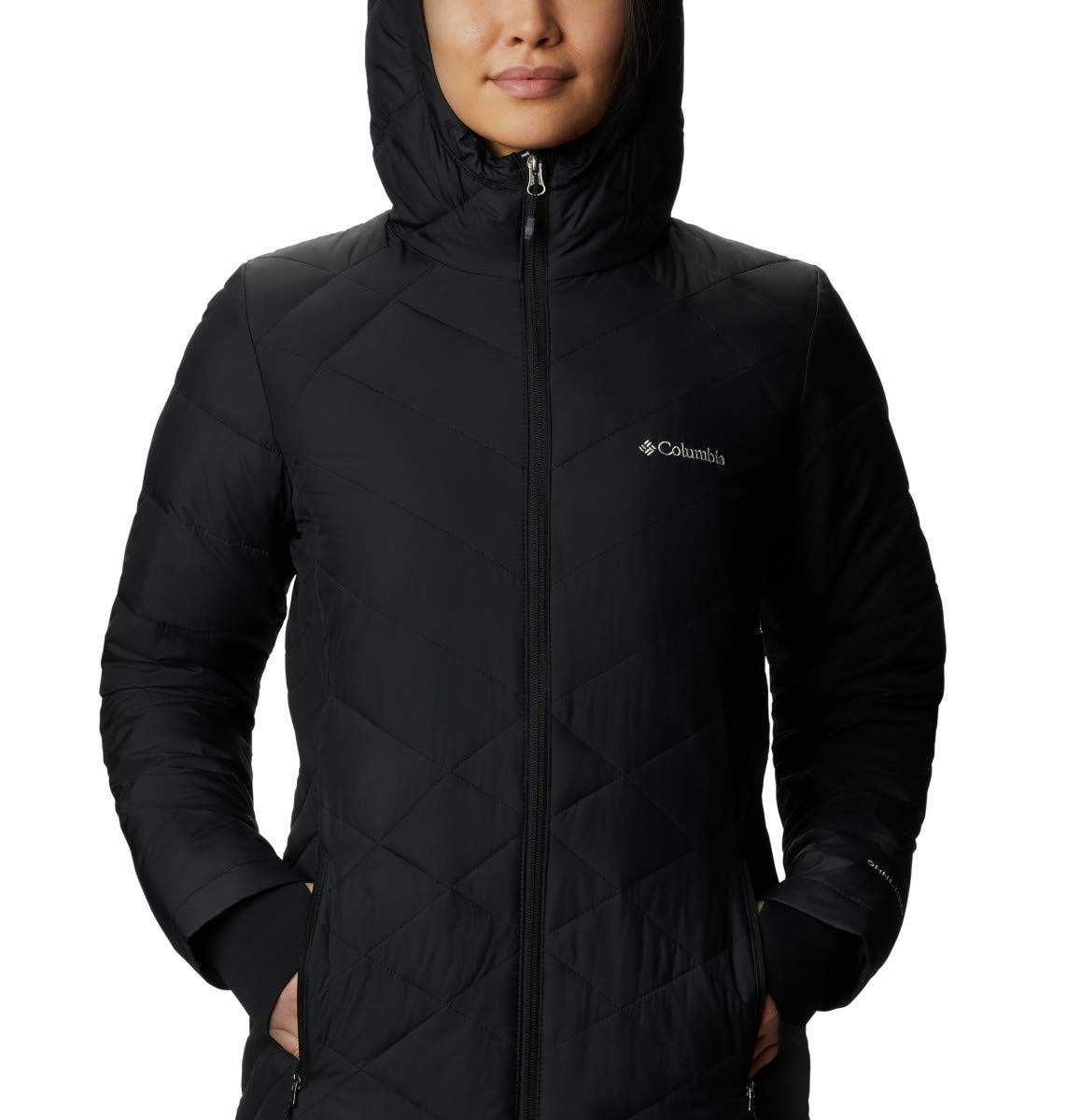 Columbia Women's Heavenly Long Hooded Jacket, Black, Large