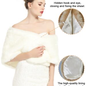 BEAUTELICATE Luxury Bridal Party Evening/Wedding Faux Fur Shawl Wrap Stole