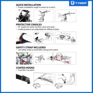 Tyger Auto TG-RK3B203S Deluxe 3-Bike Trunk Mount Bicycle Rack. (Compatible with Most Sedans/Hatchbacks/Minivans and SUVs.)