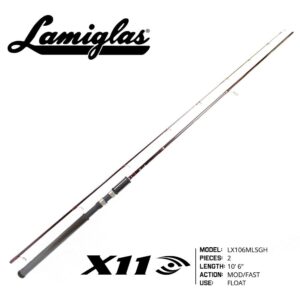 lamiglas lx 106 mlsgh - x-11 10'6" 6-12 lb. spin (steelhead float) lx106mlsgh black