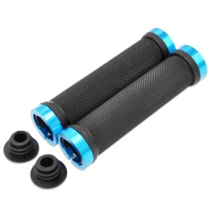 labego bicycle handlebar grips double lock on locking aluminum grips(blue)