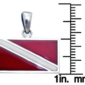 Jewelry Trends Sterling Silver Scuba Diver Down Flag Red Enameled Pendant