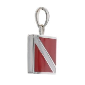 Jewelry Trends Sterling Silver Scuba Diver Down Flag Red Enameled Pendant