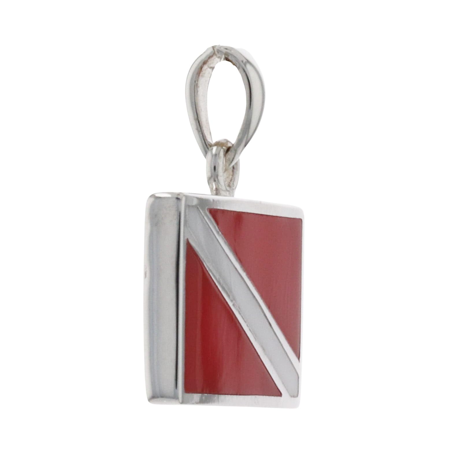 Jewelry Trends Sterling Silver Scuba Diver Down Flag Red Enameled Pendant