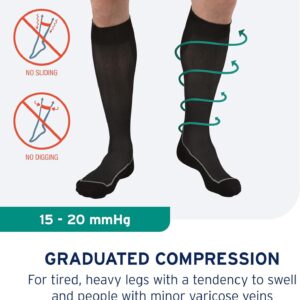 JOBST Unisex Sport Knee High 15-20 mmHg Compression Socks, 1pcs, Black/Cool Black, Medium